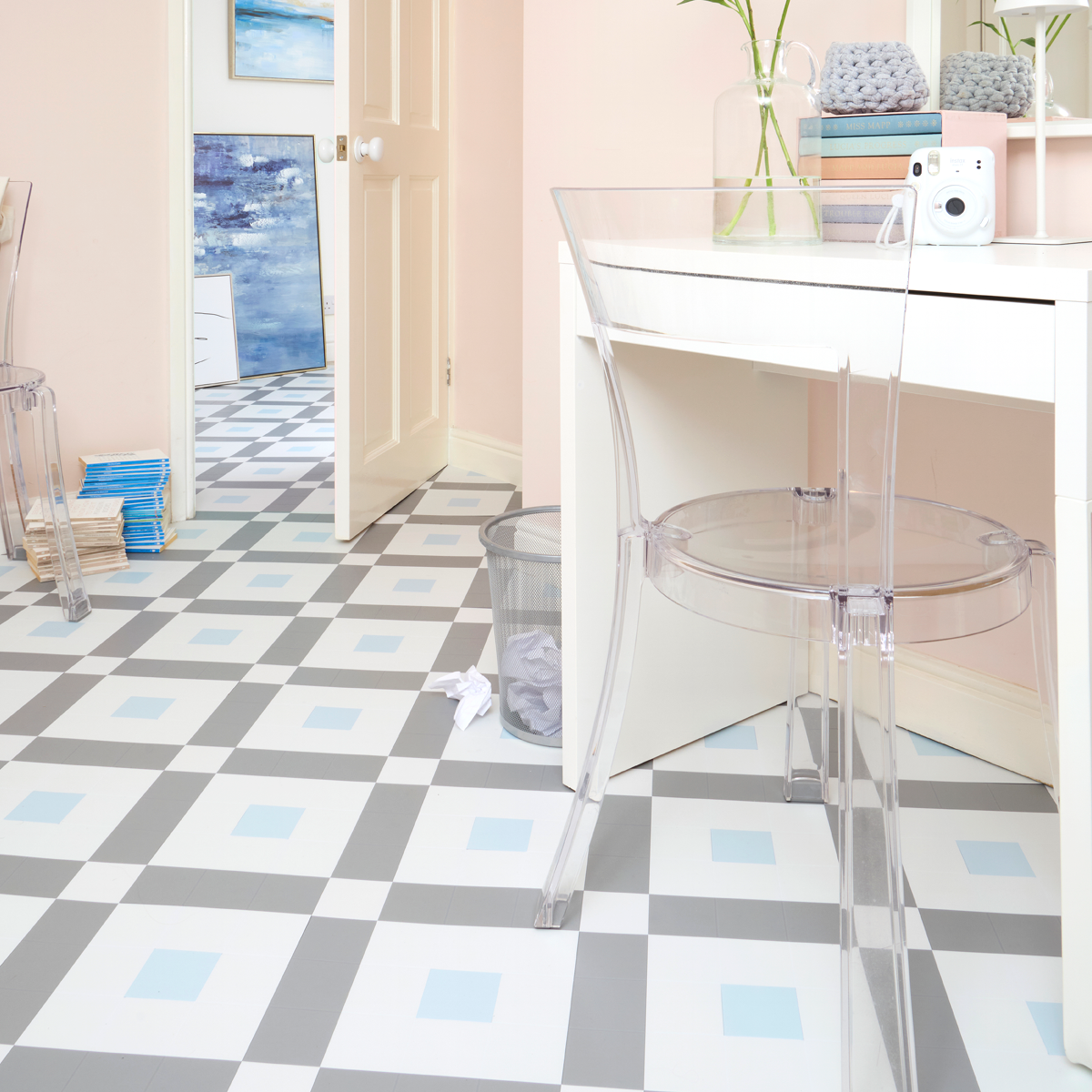 CREO Tudor | Grey, White and Pale Blue LVT Victorian Floor Tile | J2 ...
